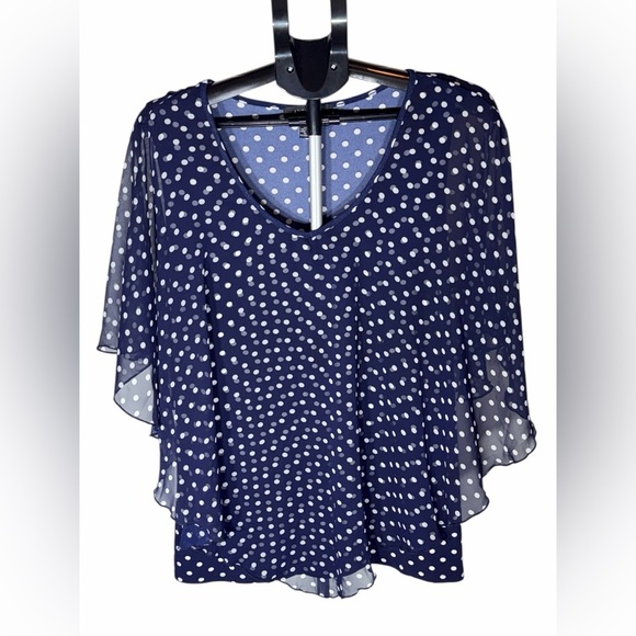 Adele & May | Tops | Adele May Elegant Navy Polka Dot Blouse Xlarge ...